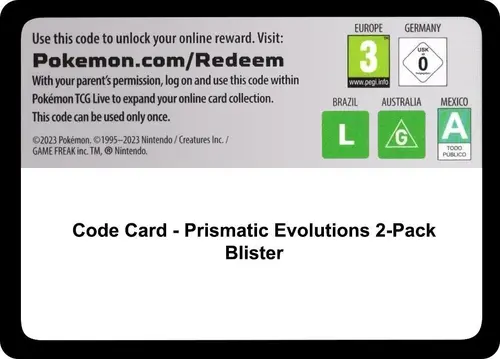Code Card - Prismatic Evolutions 2-Pack Blister SV: Prismatic Evolutions PRE
